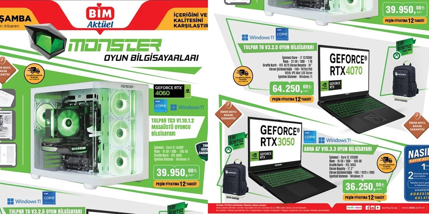 BİM Monster oyuncu bilgisayarı satıyor! İşte BİM Aktüel teknoloji ürünleri! (19 Mart 2025 ...